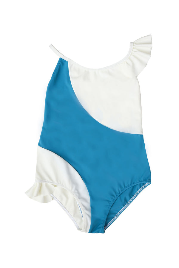 Coco One Piece Swimsuit Skyblue And Ivory - Folpetto